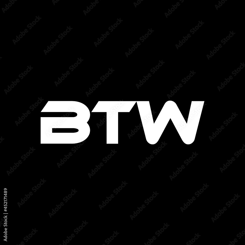 BTW letter logo design with black background in illustrator, vector ...