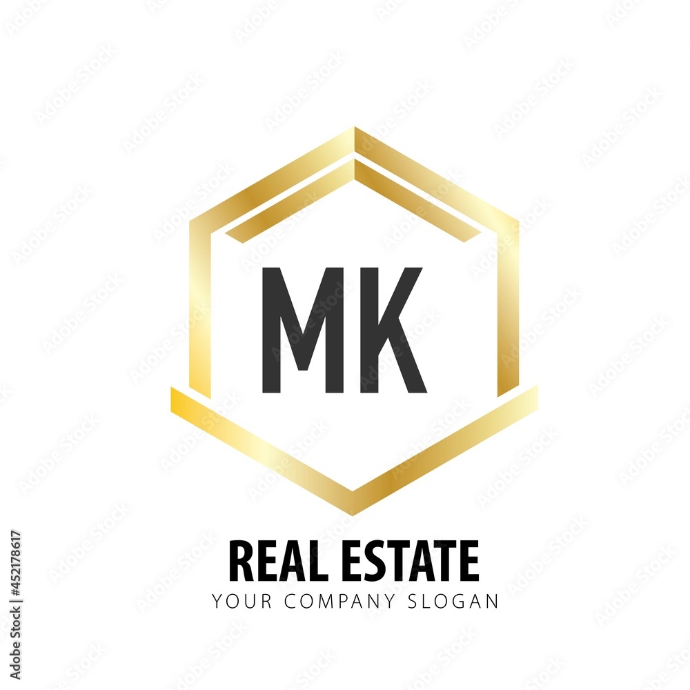 Initial Letter MK real estate logo design template. Real estate logo ...