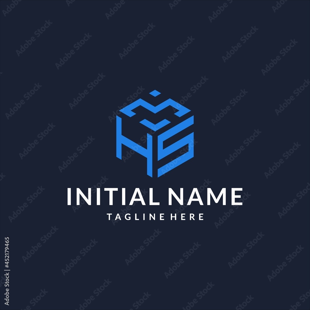 HS logo hexagon designs, best monogram initial logo with hexagonal ...