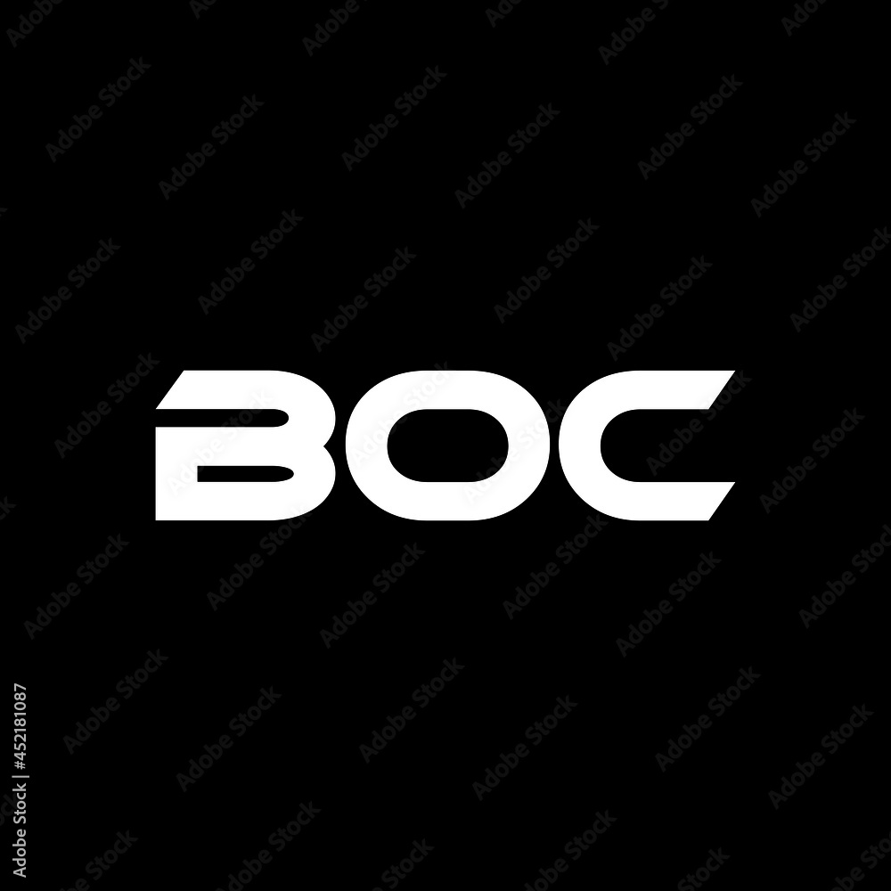 BOC letter logo design with black background in illustrator, vector ...