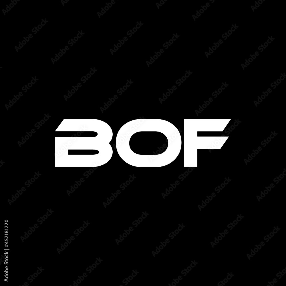 BOF letter logo design with black background in illustrator, vector ...