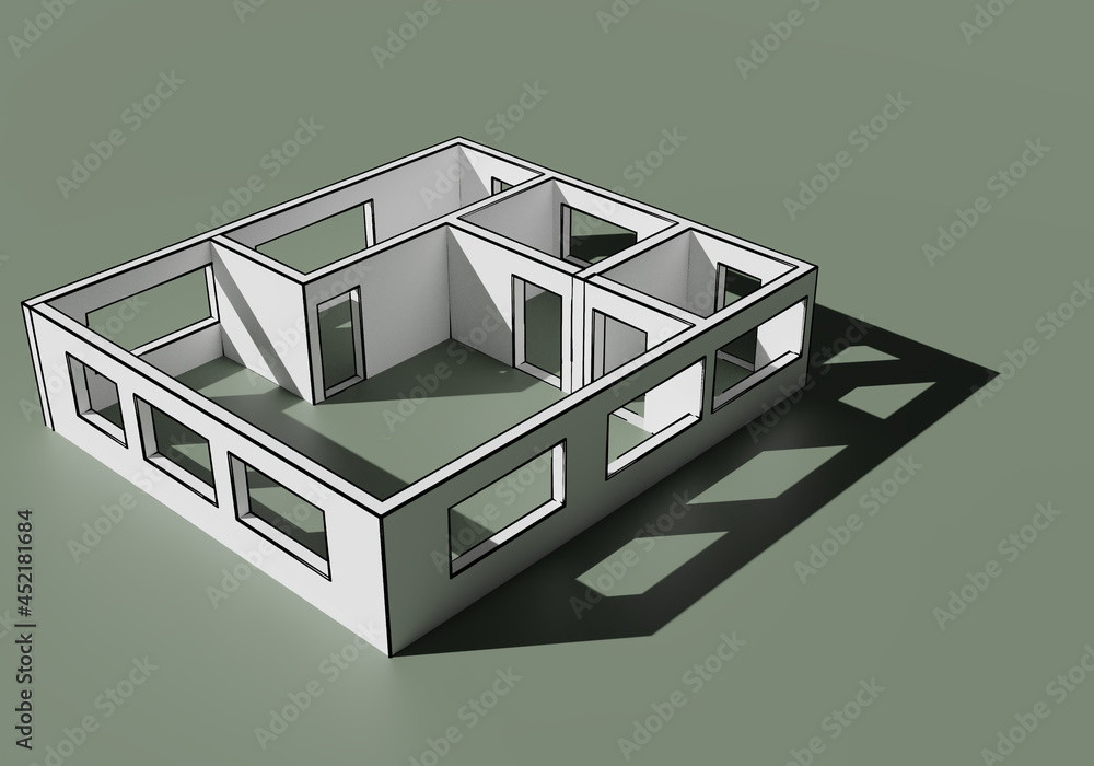 Architectural design. Three-dimensional architectural project. concept ...
