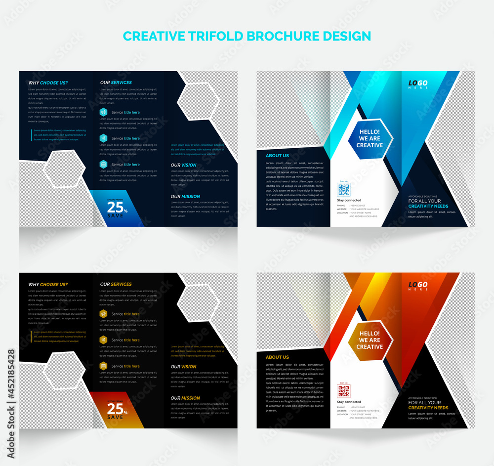 Trifold brochure design set Modern Tri Fold, Corporate modern ...