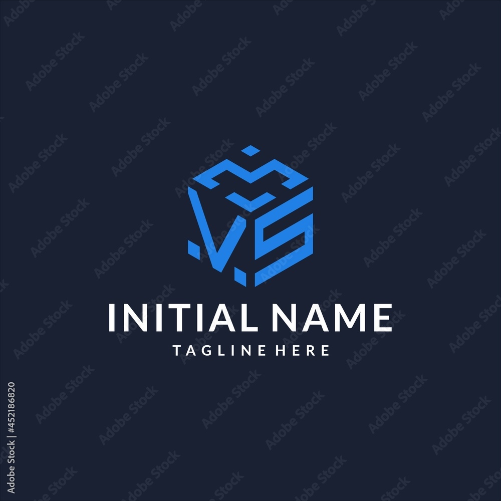 VS logo hexagon designs, best monogram initial logo with hexagonal shape design ideas Stock ...