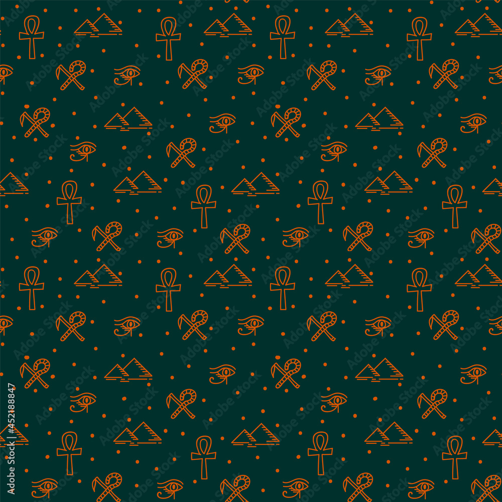 Egyptian pattern with gold elements. Ancient Egypt, symbols of the ...