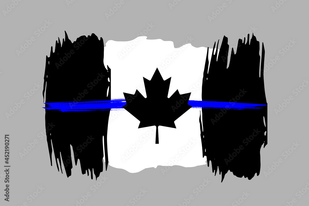 Thin Blue Line Flag (Canada) vector template. Symbol of Police and Law ...