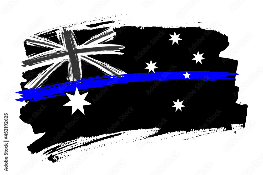 Thin Blue Line Flag (Australia) vector template. Symbol of Police and ...