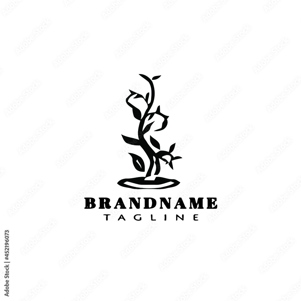 flat beanstalk logo cartoon icon design template isolated black vector ...