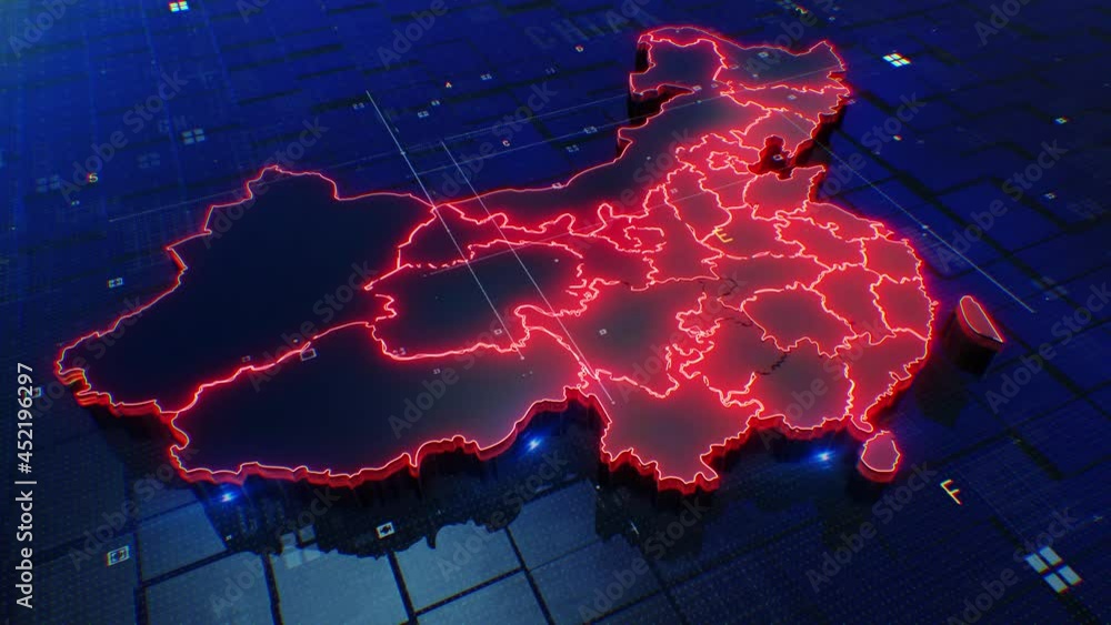China map digital background 4k Stock-Video | Adobe Stock