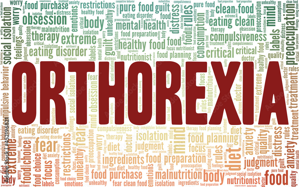 Orthorexia vector illustration word cloud isolated on a white ...