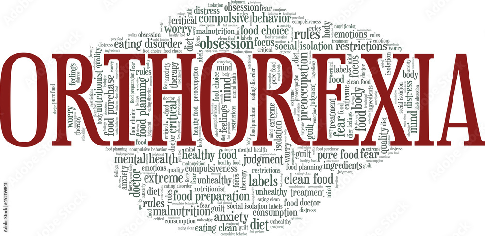 Orthorexia vector illustration word cloud isolated on a white ...