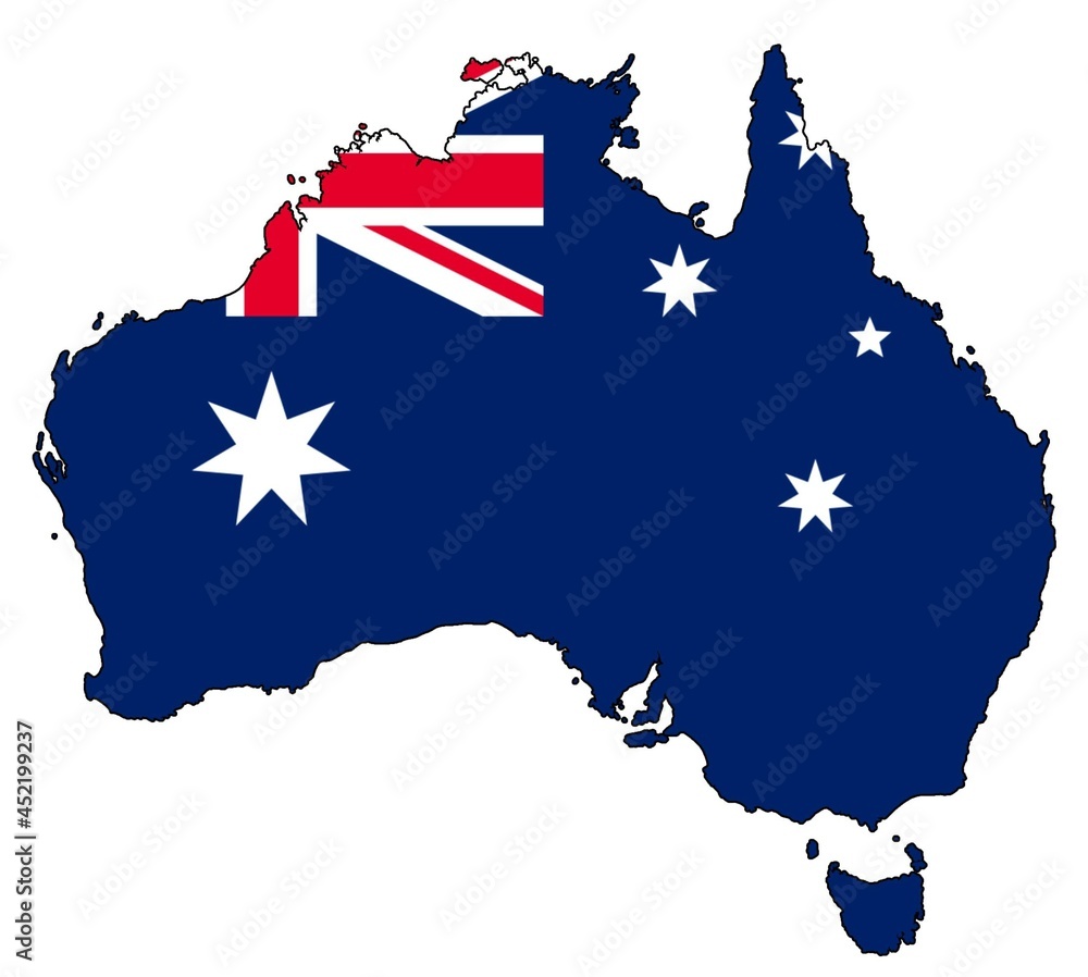 Australia's map with flag Stock Illustration | Adobe Stock