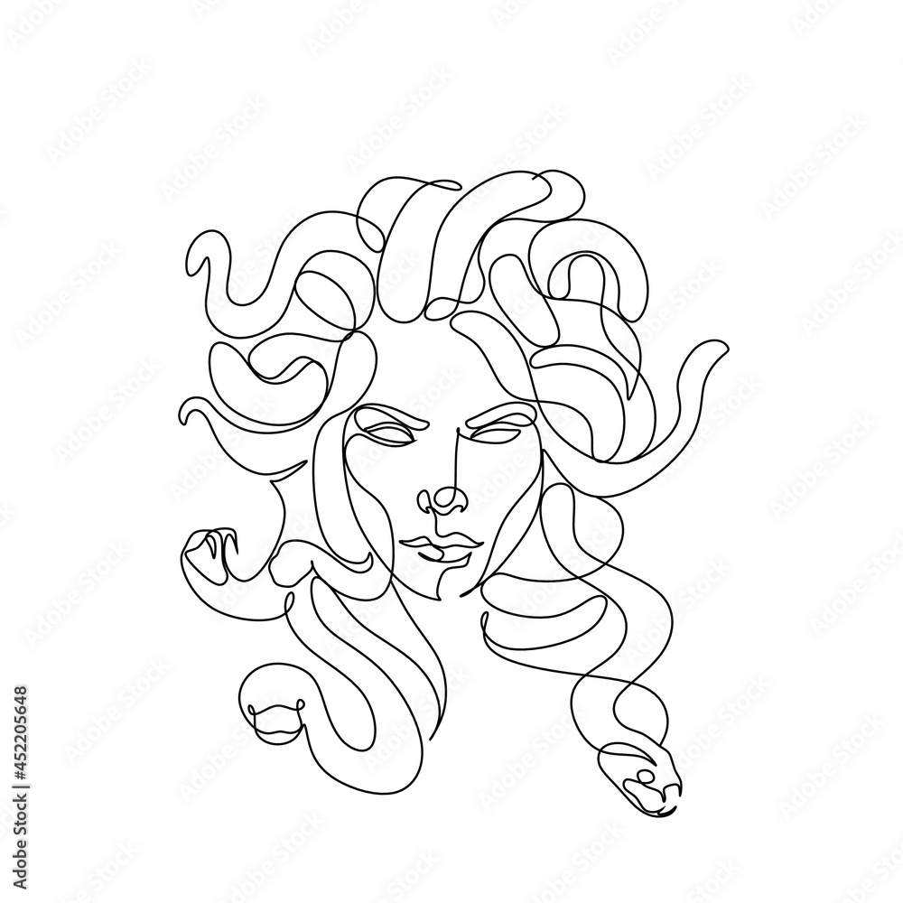 Medusa Head Line Art Vector drawing Stock Vector | Adobe Stock