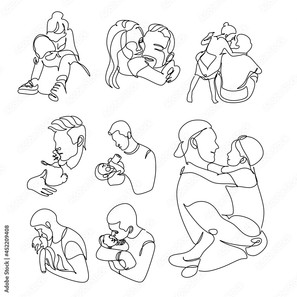 One line drawing illustration of a baby. VectorAbstract minimalist line ...