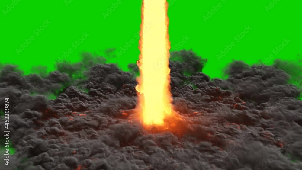 Animated flaming fire and smoke, as if from a rocket or jet engine. A ...