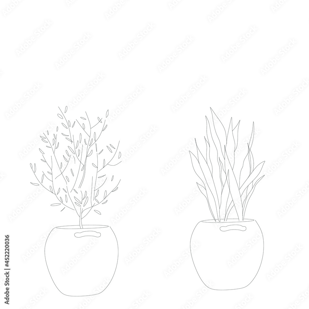 Abstract plant one line drawing. Hand drawn modern minimalistic design ...