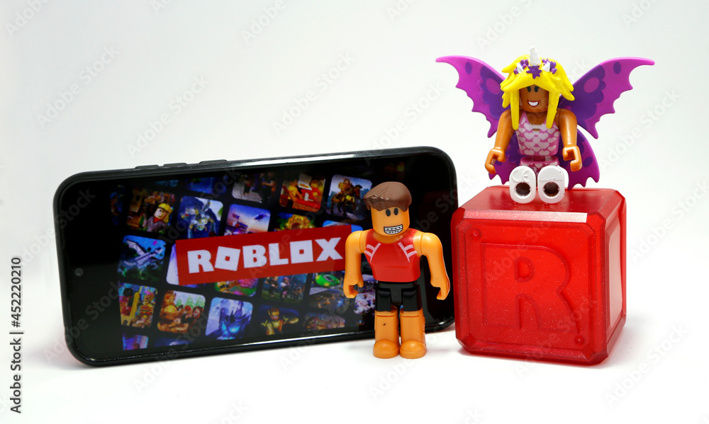 Roblox. Video game for children and young people. Roblox logo screen on ...