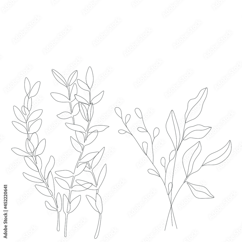Abstract plant one line drawing. Hand drawn modern minimalistic design ...