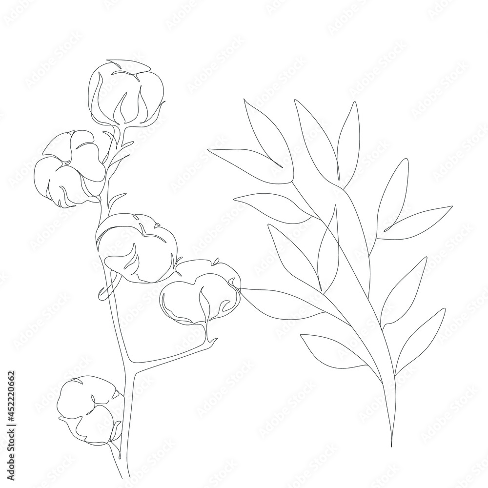 Abstract plant one line drawing. Hand drawn modern minimalistic design ...