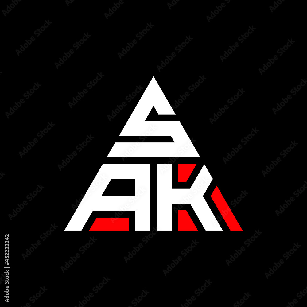 SAK triangle letter logo design with triangle shape. SAK triangle logo ...