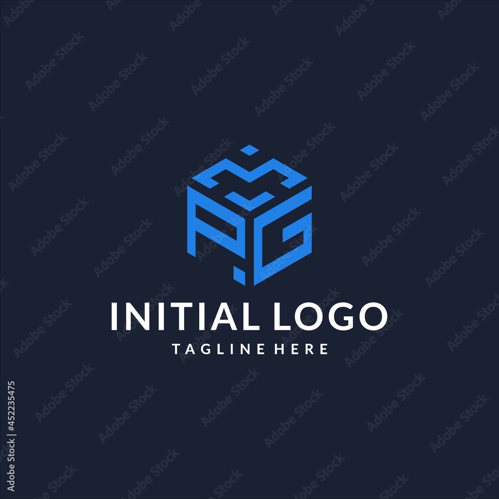 Vetor de PG logo hexagon designs, best monogram initial logo with ...