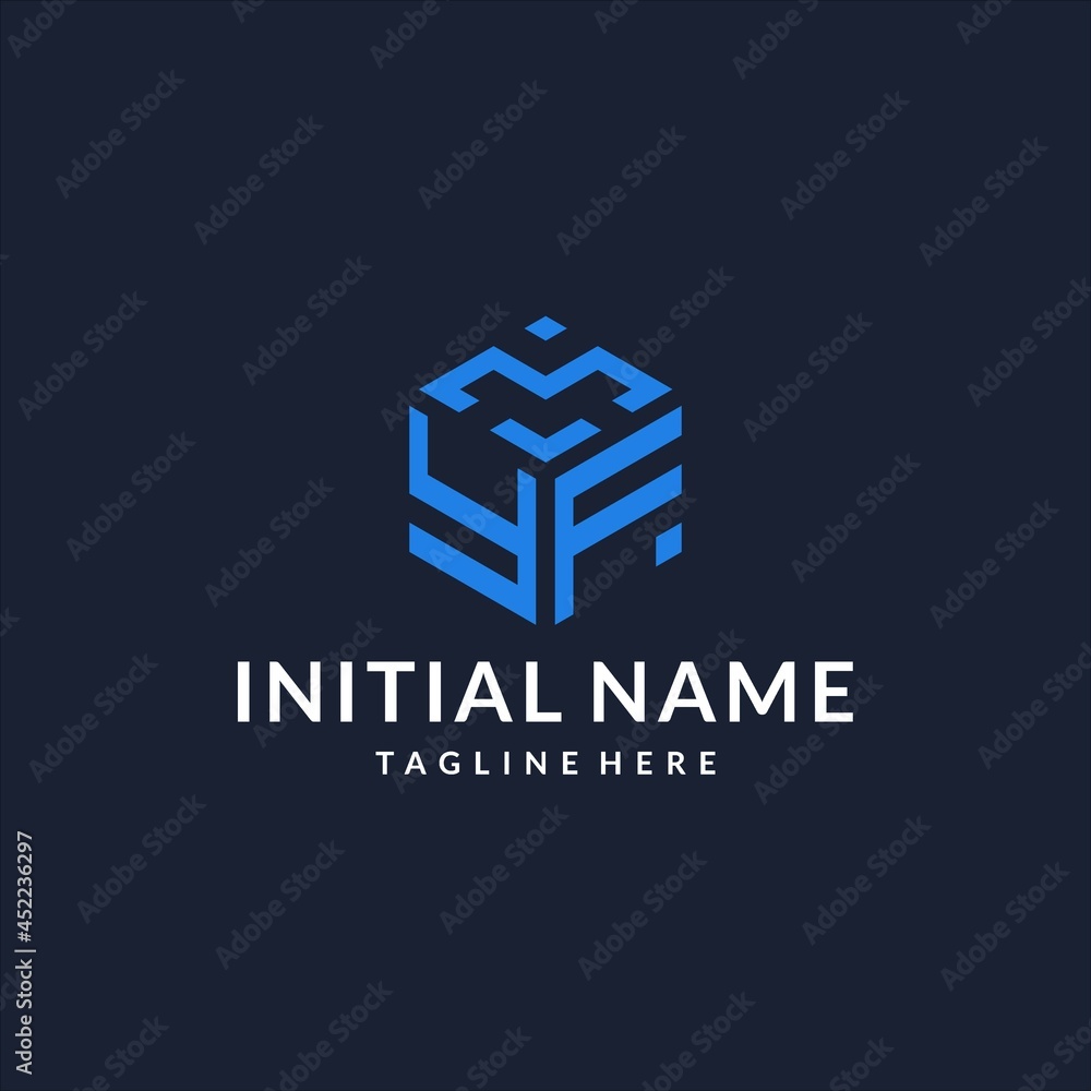 YF logo hexagon designs, best monogram initial logo with hexagonal shape design ideas vector de ...