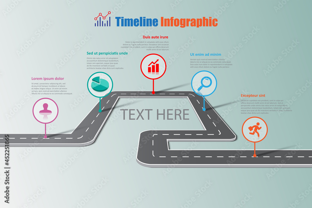 Business roadmap timeline infographic template with pointers designed ...
