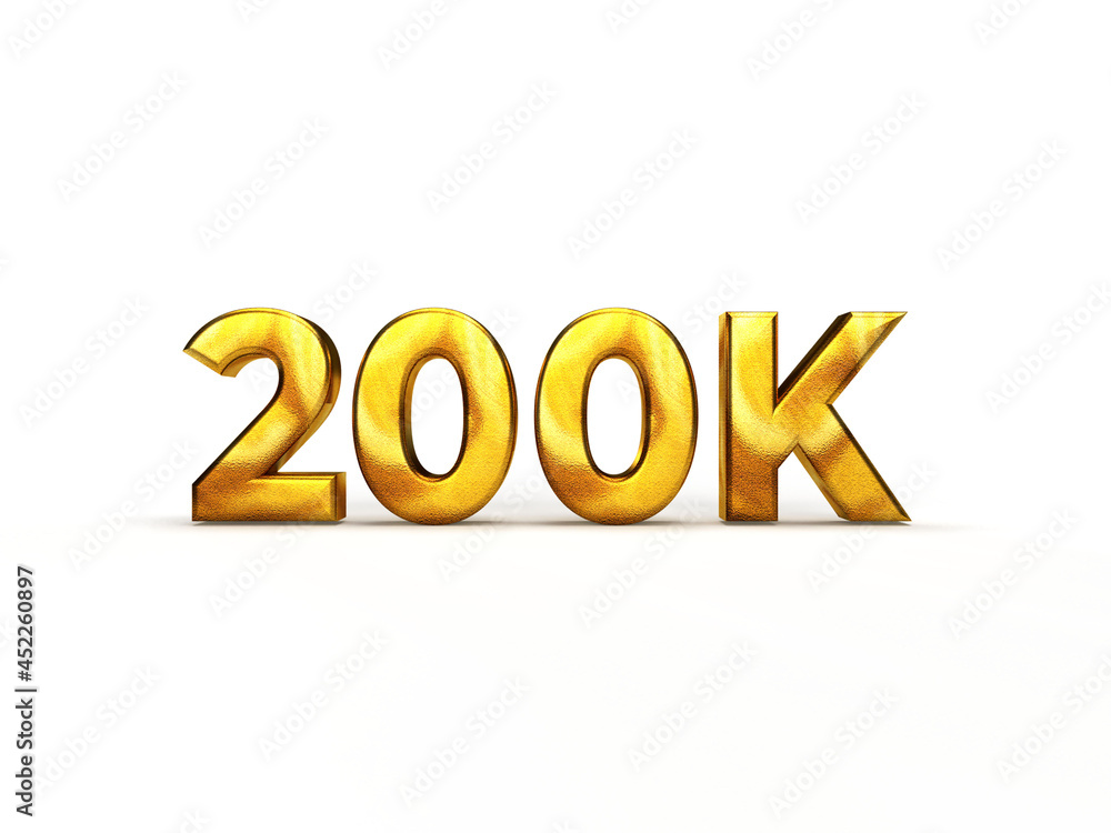 3D Golden Foil Text effect 200k Design on Isolated Background Stock ...
