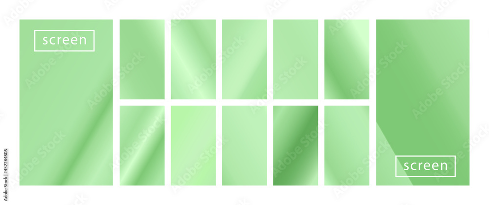 Mobile screen lock display collection of green backgrounds in trendy ...