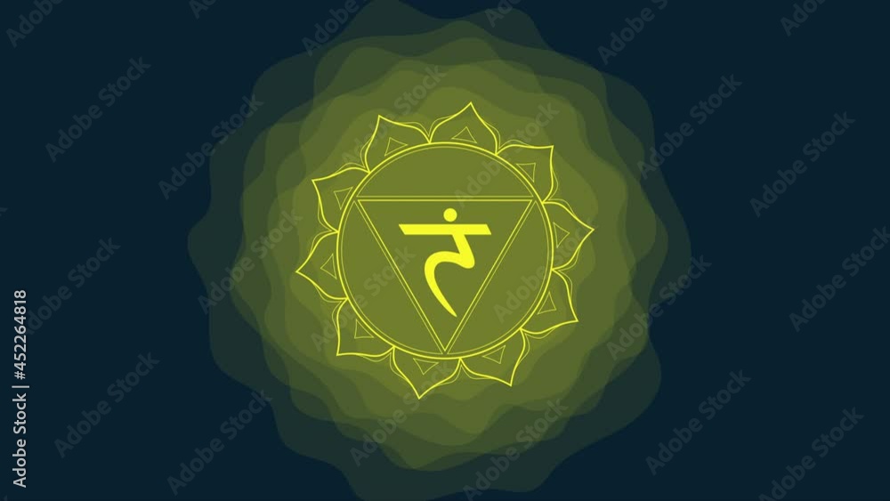 Sacral chakra of manipura sign. Icon with rounded circle smoke aura ...