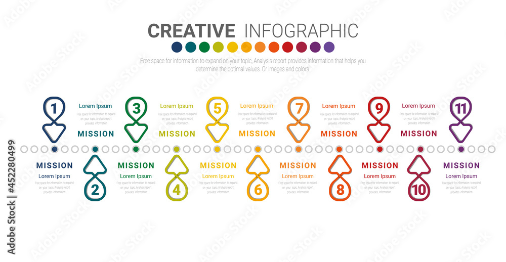 Infographic design template with numbers 11 option for Presentation ...