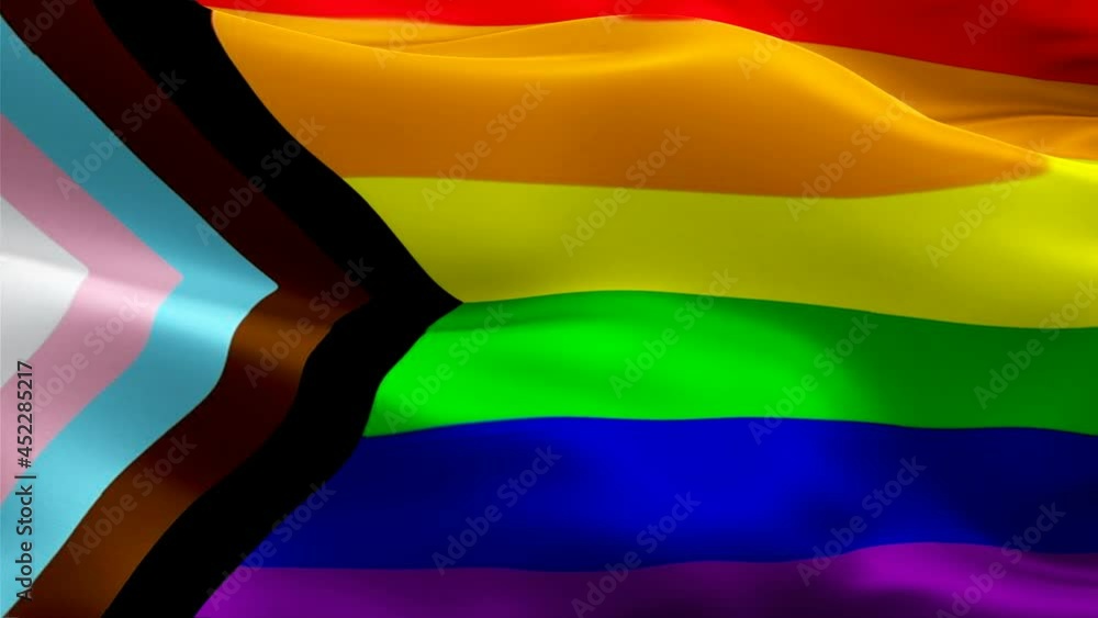 Progress LGBT flag Closeup 1080p Full HD 1920X1080 footage video waving ...