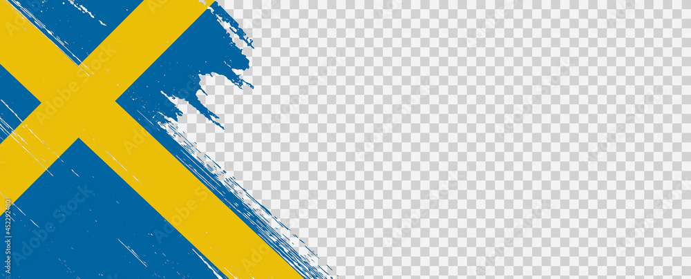 Sweden flag with brush paint textured isolated on png or transparent background,Symbol of Sweden ...