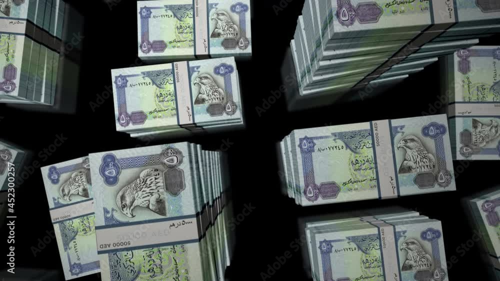 Arab Emirates Dirhams money pack loop. Flight over 500 AED Dubai ...