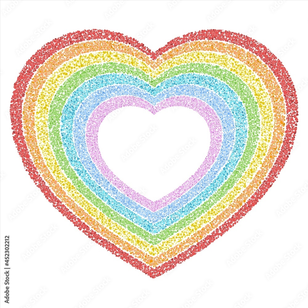 Rainbow hearts gathering in heart shape frame Vector design Stock ...