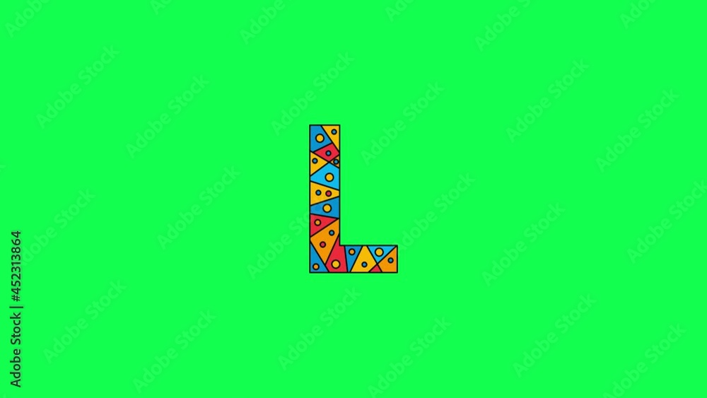 Letter L. Animated unique font made of circles and triangles, polygons ...