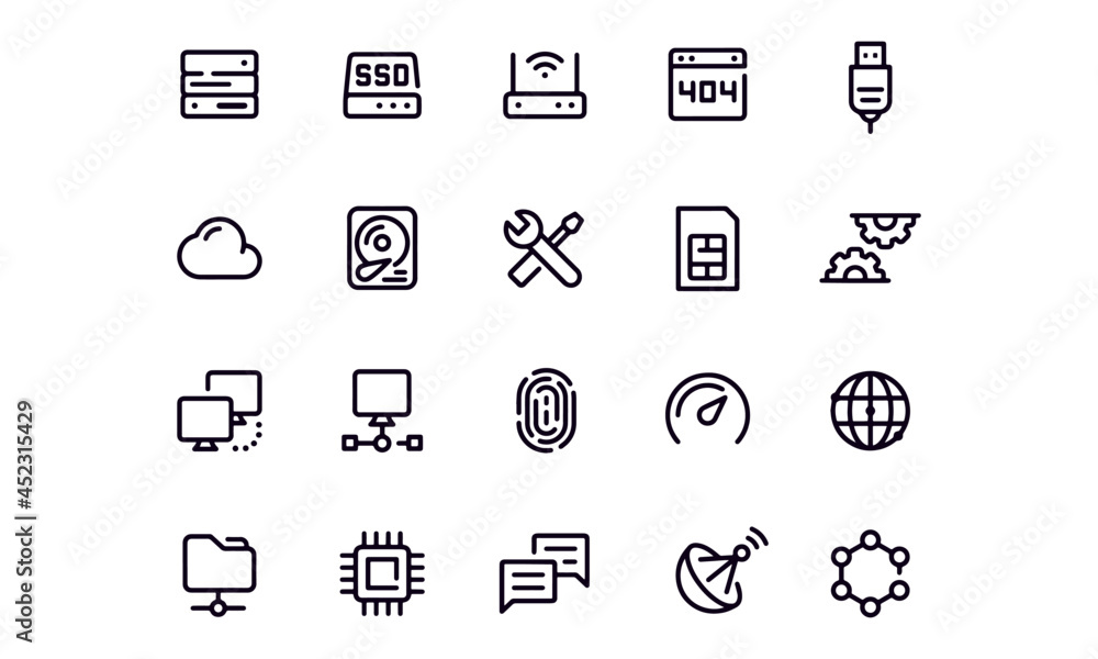 network and technology icons ,Information technology glyph icon set ...