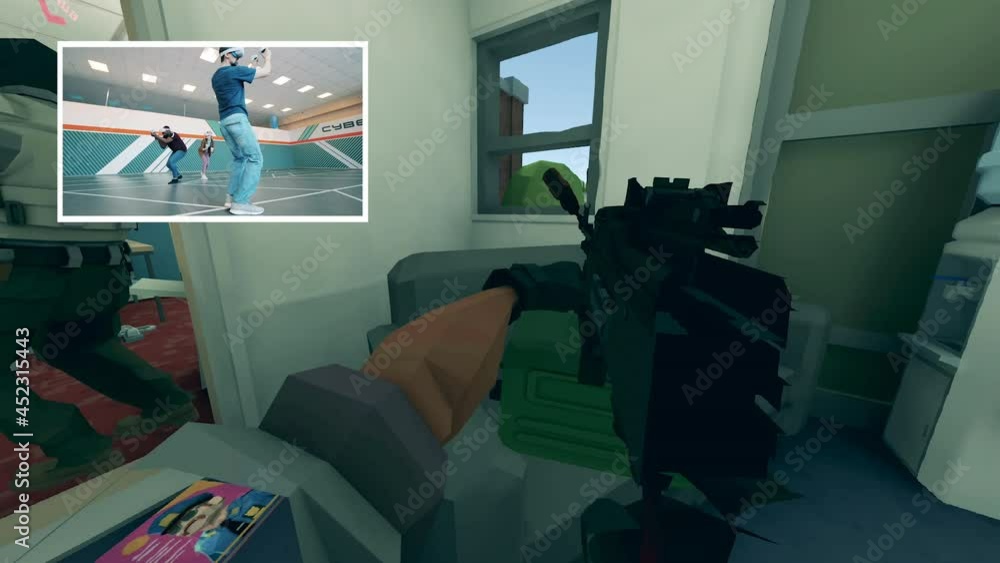 Augmented reality, futuristic gaming technology, virtual 3D video game ...