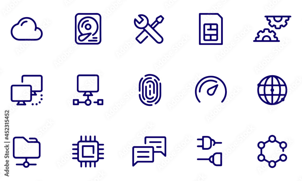 network and technology icons ,Information technology glyph icon set ...