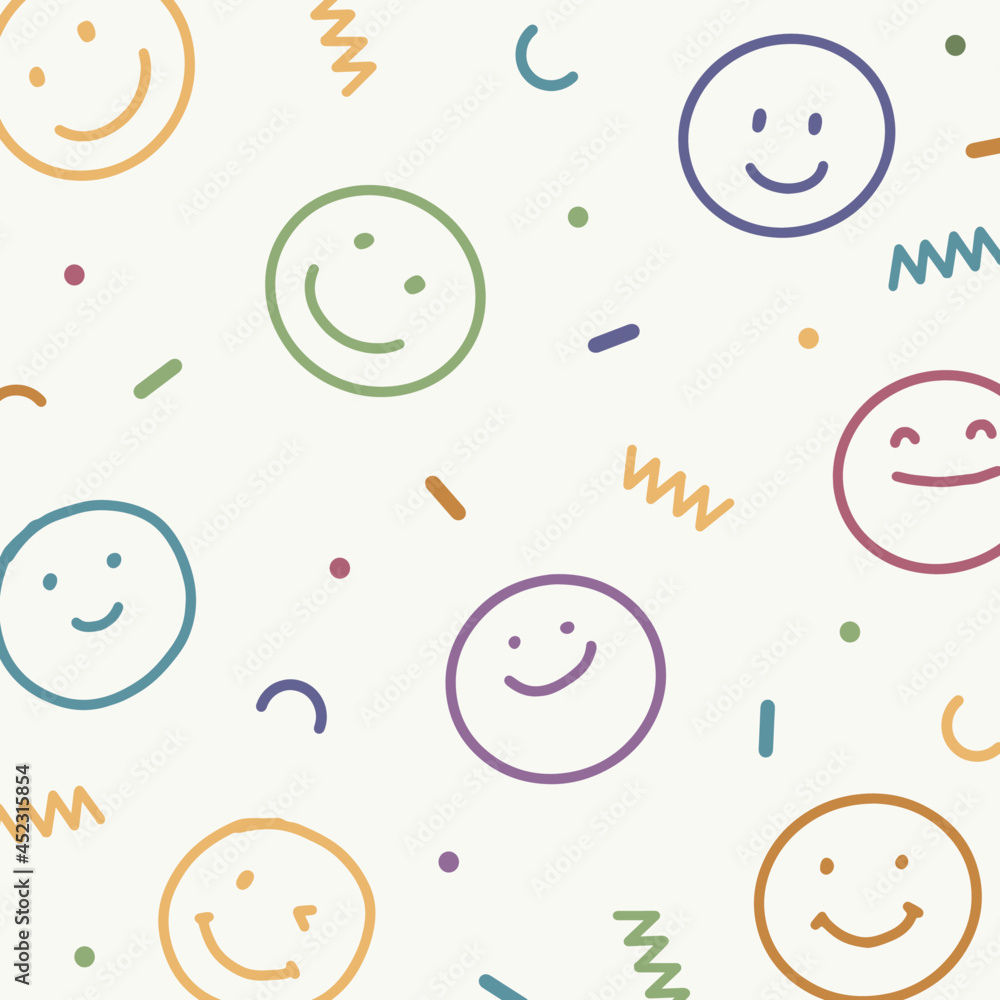hand drawn smiley faces pattern, smiley face Background vector vector ...