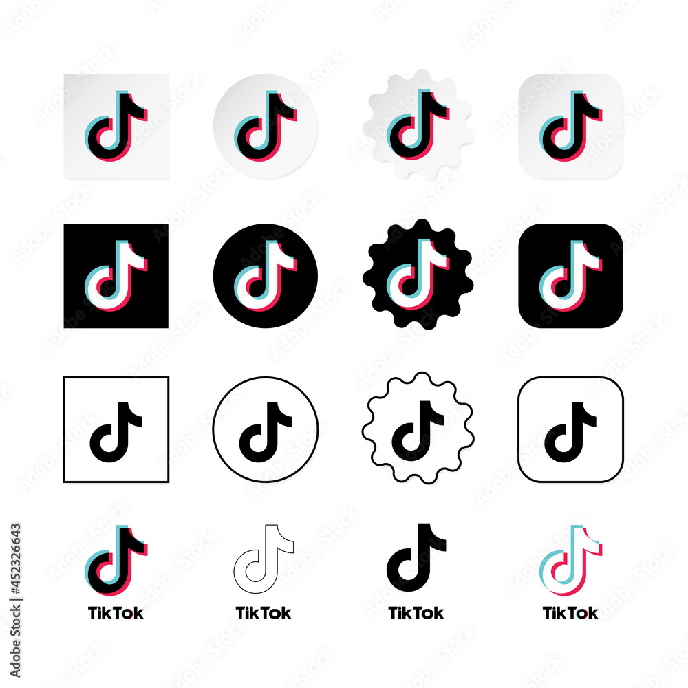 TikTok logo. Tempale for social media. TikTok glitch icon of social ...