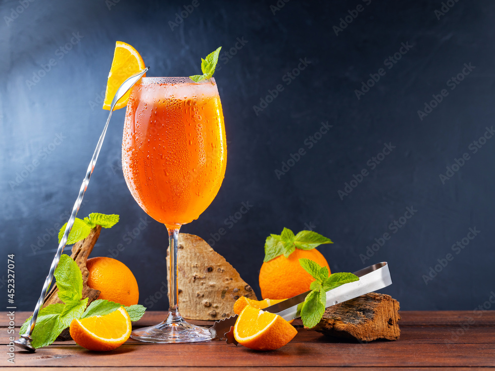 Cocktail aperol spritz and bar tools. Italian aperol spritz cocktail ...