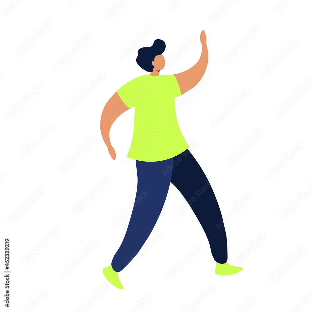 Happy Dancing Man - Amazing vector flat illustration of a happy man in ...