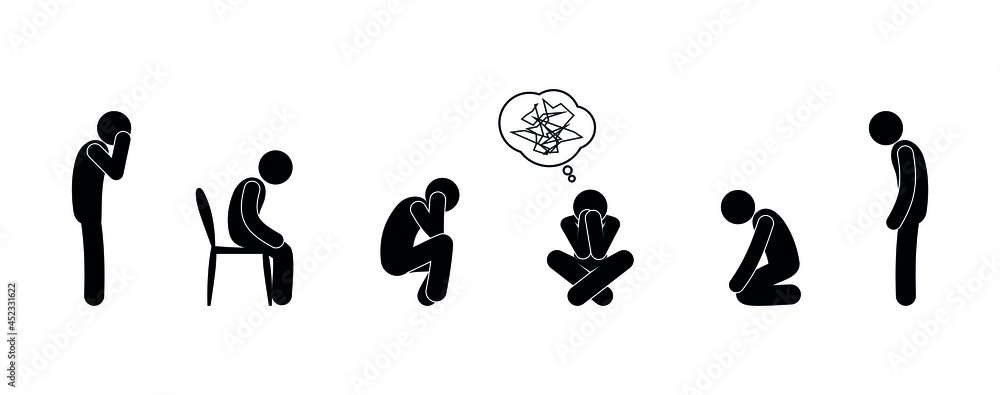 sad people illustration, stick figure crying man, depression, grief ...