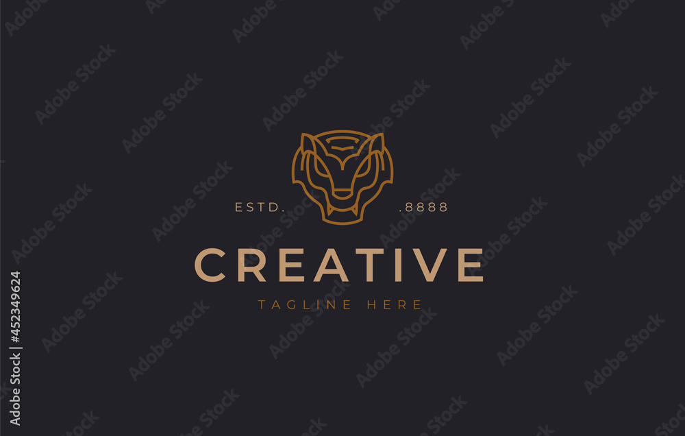 Tiger Face Logo Design. Big Wild Cat Head Geometry Line Art Icon Design ...