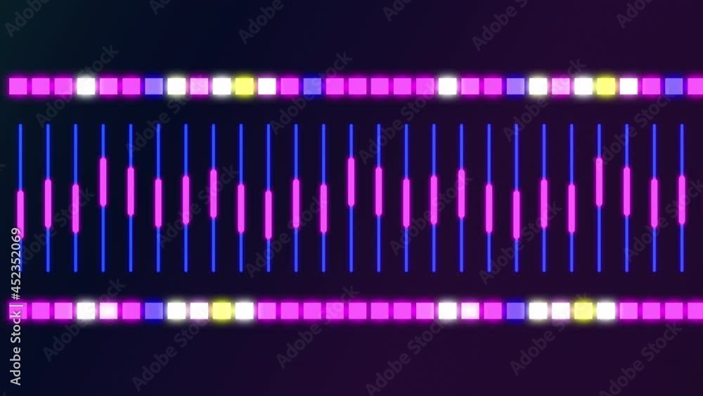 Music equalizer abstract animation. glowing mixing console. Sound bar ...