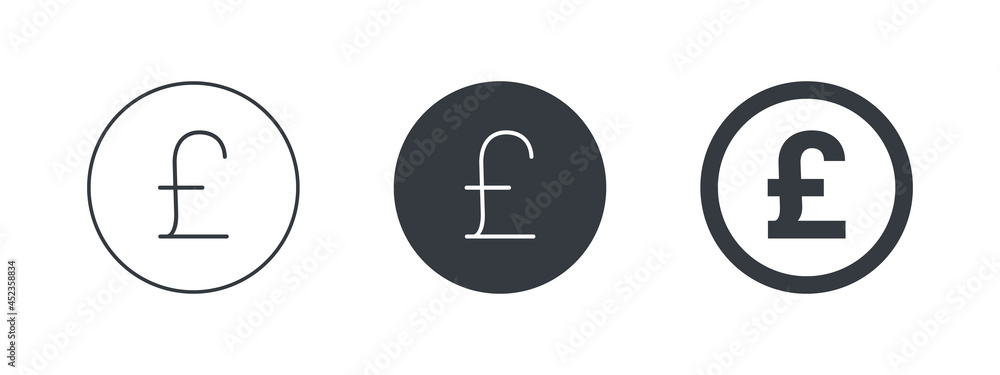 UK Pound sign. Sign of UK Pound coins. Symbols of money of the world ...