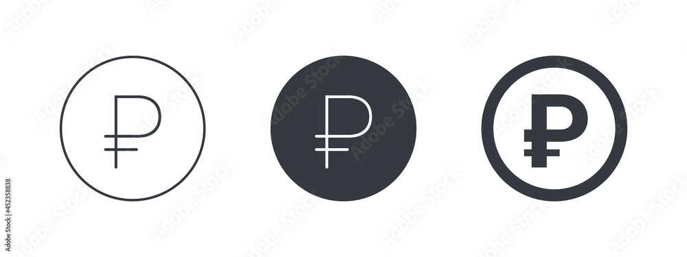 Sign of the Russian ruble. Symbol of Russian currency. Money symbols of ...