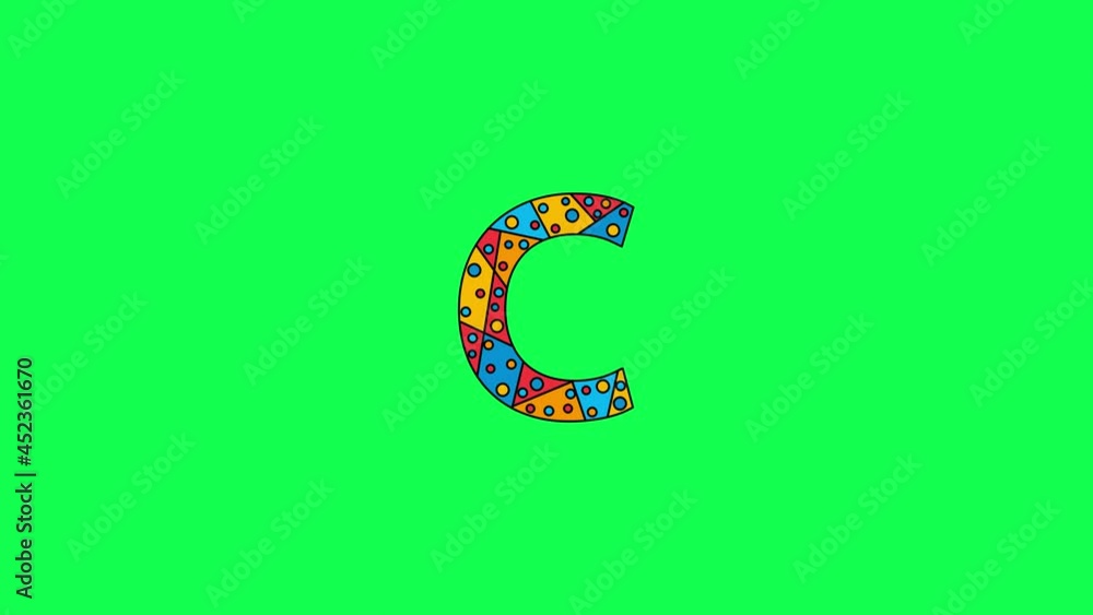 Letter C. Animated unique font made of circles and triangles, polygons ...