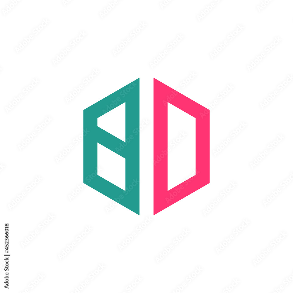 BD logo vector. Latter BD hexagonal logo. BD creative logo template ...